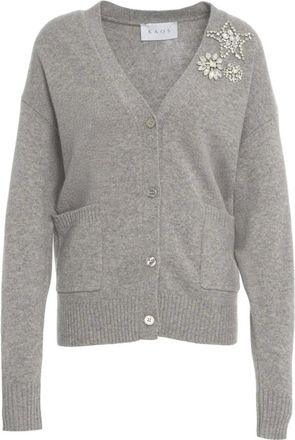 Kaos Kaos, Femme, Pulls, Gris, Taille: 38 FR Cardigan scintillant à col en V Grigio Aw25
