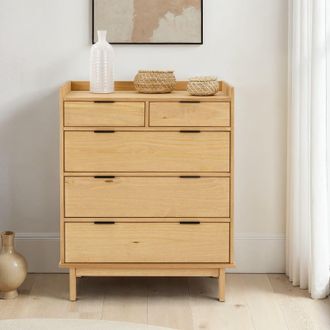 IDIMEX Kommode TEPERA mit 5 Schubladen, gebeizt/gewachst - Schubladenschrank aus massivem Kiefernholz, robust und langlebig, skandinavisches Design f&uuml;r Schla