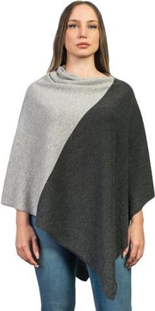 DALLE PIANE CASHMERE Poncho bi-couleur 100% cachemire - Made in Italy - Femme, Couleur: Gris, Taille unique