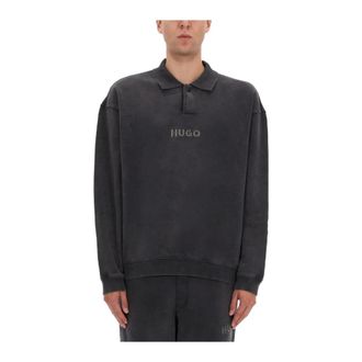 HUGO BOSS Polo-Sweatshirt aus Baumwolle mit Washed-Effekt - - Sweatshirts & Hoodies - Herren - Grau - XL