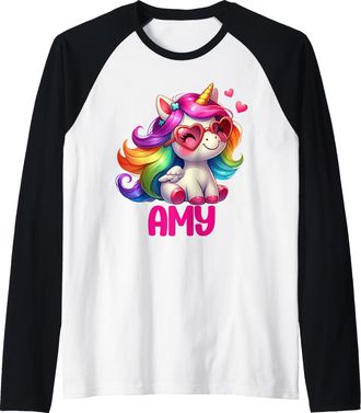 BDAZ Amy Unicorn Name, personalisiertes Design Raglan