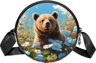 Generic Sac &agrave; bandouli&egrave;re rond pour femme, petit sac &agrave; bandouli&egrave;re avec fermeture &eacute;clair et bretelles r&eacute;glables style d&eacute;contract&eacute; pour femmes et filles