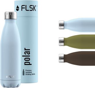 FLSK Trinkflasche - Premium Edelstahl Thermosflasche - 100 % auslaufsicher & kohlensäuregeeignet - hält 24 h kalt & 18 h heiß - BPA-frei (polar, 500 ml)