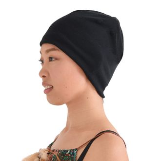 Charm by Casualbox Herren M&uuml;tze Kurze Beanie aus Bio Baumwolle - f&uuml;r Damen Chemo Kopfbedeckung Laufen Unterziehm&uuml;tze Unter Fahrradhelm Schwarz