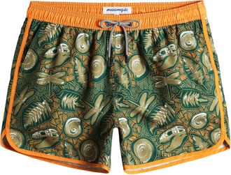 Maamgic Herren Badeshorts Vintage Retro Boardshorts Schnelltrocknend Kurz Badehose Schwimmhose mit Mesh-Futter und Verstellbarem Tunnelzug, Fossil Gelb Gr&uuml;n, 