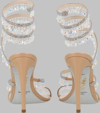 Rene Caovilla Chandelier Heeled Sandal - Beige