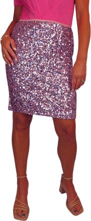 Paulo Due Damen Stretch Pailletten Mini Rock Voll Gef&uuml;ttert &Uuml;ber Knie L&auml;nge Glitzerndes Partykleid f&uuml;r Ausgehabende Mehrfarbig 34-44 (L)