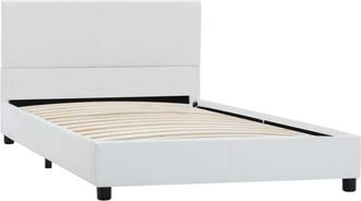 vidaXL Bettgestell Weiß Kunstleder 100x200 cm Vidaxl