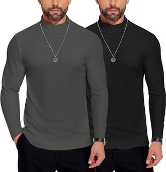 Coofandy Pull à Col Roulé à Manches Longues pour Homme Pull dhiver De Couleur Unie DéContracté Et LéGer Black and Dark Gray XL
