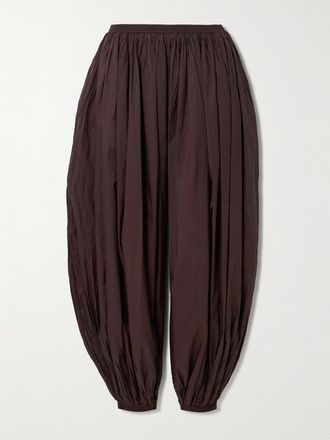 Alaia Pleated Chiffon Tapered Pants - Burgundy