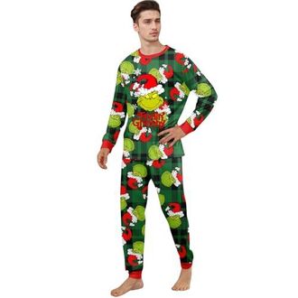 Generic Le Grinch Pyjama Noel Famille De Grinch Coton Noël Homme Costume Vetement Hiver Bebe Deguisement Enfant Assorti Adulte Ensembles Femme Garcon Couple E