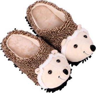 Hemobllo Pantoufles Dhiver Hérisson De Dessin Animé En Peluche Marron Antidérapantes Pour Femme Homme Intérieur Chaudes Et Confortables Taille 39-40