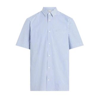 Calvin Klein Popeline Gestreiftes Kurzarmhemd - - Shirts - Herren - Wei&szlig; - XS