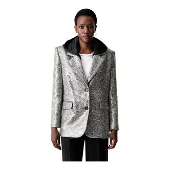 Pinko Houndstooth-Blazer mit Paillettenbesatz - - Jackets - Damen - Grau - S