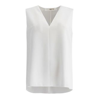 F.it Haut sans manches &agrave; col en V - Femme - Tops - Blanc - Taille: 44 FR