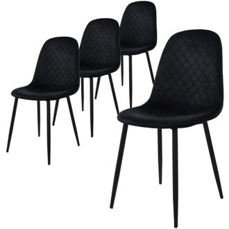 ML Design Esszimmerst&uuml;hle 4er Set, Schwarz, K&uuml;chenstuhl mit Samtbezug, Wohnzimmerstuhl mit R&uuml;ckenlehne, Polsterstuhl mit Metallbeinen, Ergonomischer Stuhl f&uuml;r