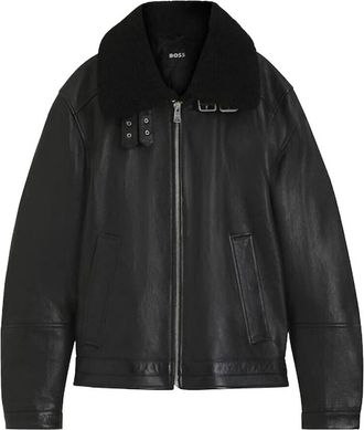 HUGO BOSS Homme, Vestes, Noir, Taille: 3XL Mupablo Leather Jacket