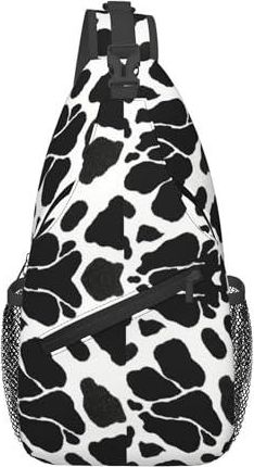 Generic Multifonction Sacoche Homme Bandouliere Imprim&eacute; vache noir et blanc Sling Sac &agrave; Bandouli&egrave;re Durable Sac &agrave; Poitrine pour Femme Cyclisme Homme