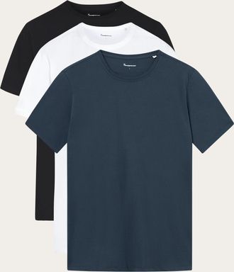 Knowledge Cotton Apparel Herren vegan Multipack 3x T-Shirt Herren Core Black, White, Navy