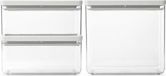 Brabantia Set de 2 récipients empilables TASTY+ (1,5 L et 3,5 L) | Récipients alimentaires hermétiques avec joint en silicone pour cuisine | Pour aliments secs 