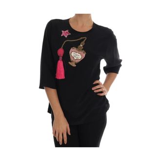 Dolce & Gabbana Fairy Tale Bestickte Seidenbluse - - Tops - Damen - Schwarzk - 2XS