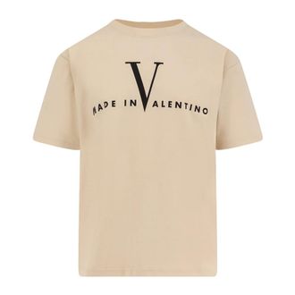 Valentino Baumwoll-T-Shirt mit Made In Valentino Print - - Tops - Herren - Beige - L