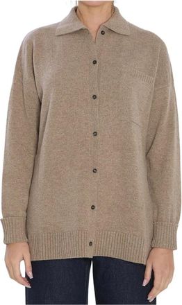 Max Mara Femme, Blouses et Chemises, Brun, Taille: 38 FR Pull en Tricot Boutonn&eacute; &agrave; Col