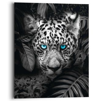 Reinders Wandbild, Leopard Blau, Kinderzimmer, Bilder, Wanddeko, Room Decor, MDF, Schwarz-Wei&szlig;, 50 x 40cm