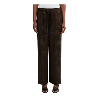 Ganni Satin-Jacquard-Hose - - Trousers - Damen - Braun - M