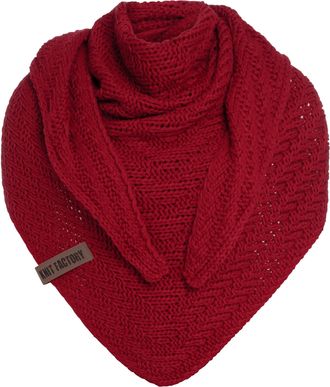 Knit Factory Dreiecksschal Sally - Damen Strickschal mit Wolle - Grob gestrickten Schal - Hochwertige Qualit&auml;t - XXL Schal - 220x85 cm - Bordeaux