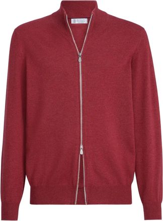 Brunello Cucinelli Cardigan aus Kaschmir mit Rollkragen - Rot