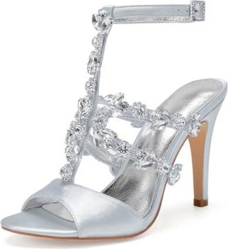 Generic Chaussures De Mariage &Agrave; Talons Hauts pour Femme Mari&eacute;e Stylet Talons Bout Ouvert Sandales Chaussures De F&ecirc;te 10.5Cm,Argent,38 EU