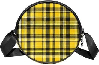 Generic Sac &agrave; bandouli&egrave;re Circle pour femme, petit sac &agrave; bandouli&egrave;re r&eacute;tro jaune avec fermeture &eacute;clair, bretelles r&eacute;glables, sac &agrave; main rond d&eacute;contract&eacute; pour 