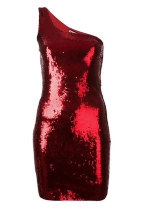 Saint Laurent Red Sequin One Shoulder Mini Dress Size M