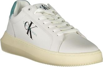 Calvin Klein Logo-Print Leather Sneaker - White
