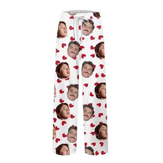 Generic Pantalon de pyjama personnalis&eacute; pour homme et femme, cadeau personnalis&eacute; pour couples, papa, maman, famille, amis, 1-vermillon, S