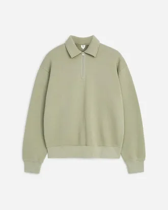 Arket Sweatshirt Aus Baumwolle Mit Kurzem Rei&szlig;verschluss -Gr&uuml;n