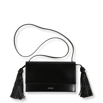 Jil Sander Hobo Bags - Slim Leather Crossbody Bag With Flap Closure - Gr. unisize - in Schwarz - für Damen