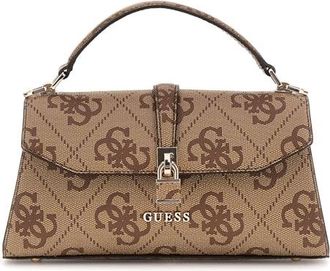 Guess Queensland Top Handle Flap Bag Latte Logo