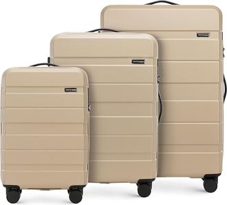 Wittchen COMODO Line Kofferset Reisekoffer Hartgepäck aus ABS TSA Schloss Reisekofferset Gepäckset Handgepäck Set Größe (S+M+L) Beige