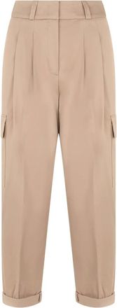 PESERICO Femme, Pantalons, Beige, Taille: 36 FR Pantalon Cargo avec Revers en Coton &Eacute;lastique