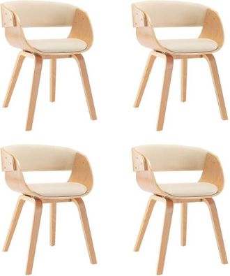 vidaXL Esszimmerst&uuml;hle 4 Stk. Creme Bugholz und Kunstleder vidaXL