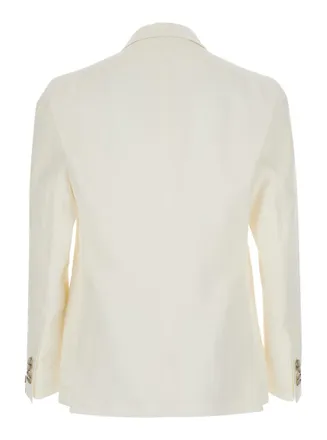 Tagliatore Mens Jacket Montecarlo Double-Breasted White Linen Blazers