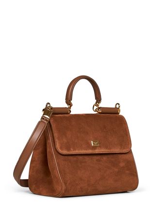 Dolce & Gabbana Womens Handbag My Sicily Camel Calf Leather Handbags Hand Bags