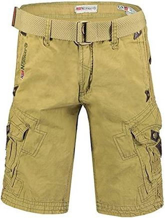 Geographical Norway Peanut Men - Bermuda Homme Casual Coton - Short Hommes Sport Cargo - Bermudas Respirant Décontracté Chino - Shorts Court A Ceinture - Coupe Normale Co