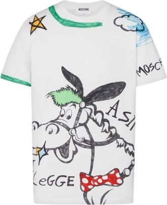 Moschino unisex, Tops, Blanc, Taille: M T-shirt Imprim&eacute; en Jersey de Coton