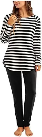 Generic T Shirt Long Pyjama Femme, Chaud Lingerie Hiver Dint&eacute;rieur Ensembles 2025 Nouveaux V&ecirc;tements De Nuit 2 Pi&egrave;ces Set Confortable Night Suit De Pyjama Man