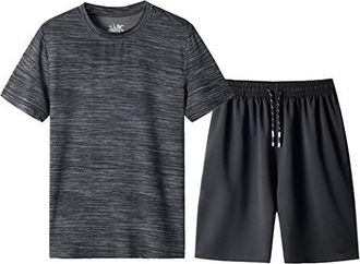 Generic Ensemble short et chemise dété pour homme - Grande taille - Décontracté - Manches courtes - Ensemble de pyjama pour homme - Polo à manches courtes - S