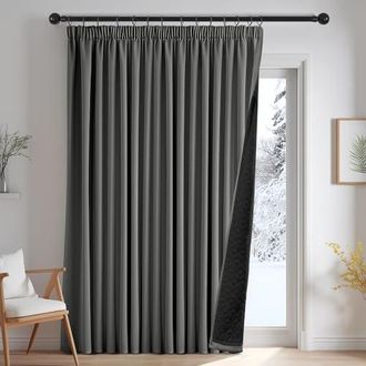 Deconovo Lot de 1 Rideau occultant, Opaque, avec Volants, Thermique, pour Chambre &agrave; Coucher, Salon, Isolation Thermique Dos Noir, 200L X 260H cm (1 Panneaux) G
