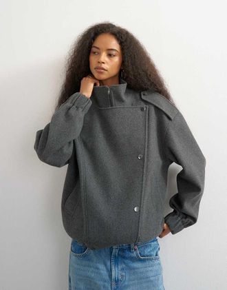 Topshop formelle Bomberjacke in Grau